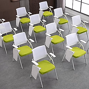 Office Products Foldable Office Conference Chair Training Chair with Writing Board Exam Chair Study Chair Mesh Chair with Armrests(Orange)
