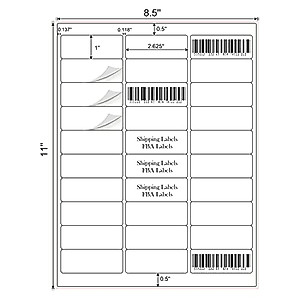 1" x 2-5/8" Address Labels 900 Labels Sticker Paper for Laser/Ink Jet Printer mailing Labels 8.5"×11" White 30 per Sheet