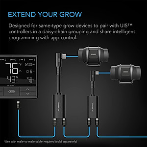 AC Infinity UIS 2-in-1 Splitter, Daisy-Chain Adapter Dongle, L-Shaped Sequential Connection Cable Cord, Right Angle Piggyback Connector for LED Grow Lights, EC Motor Fans