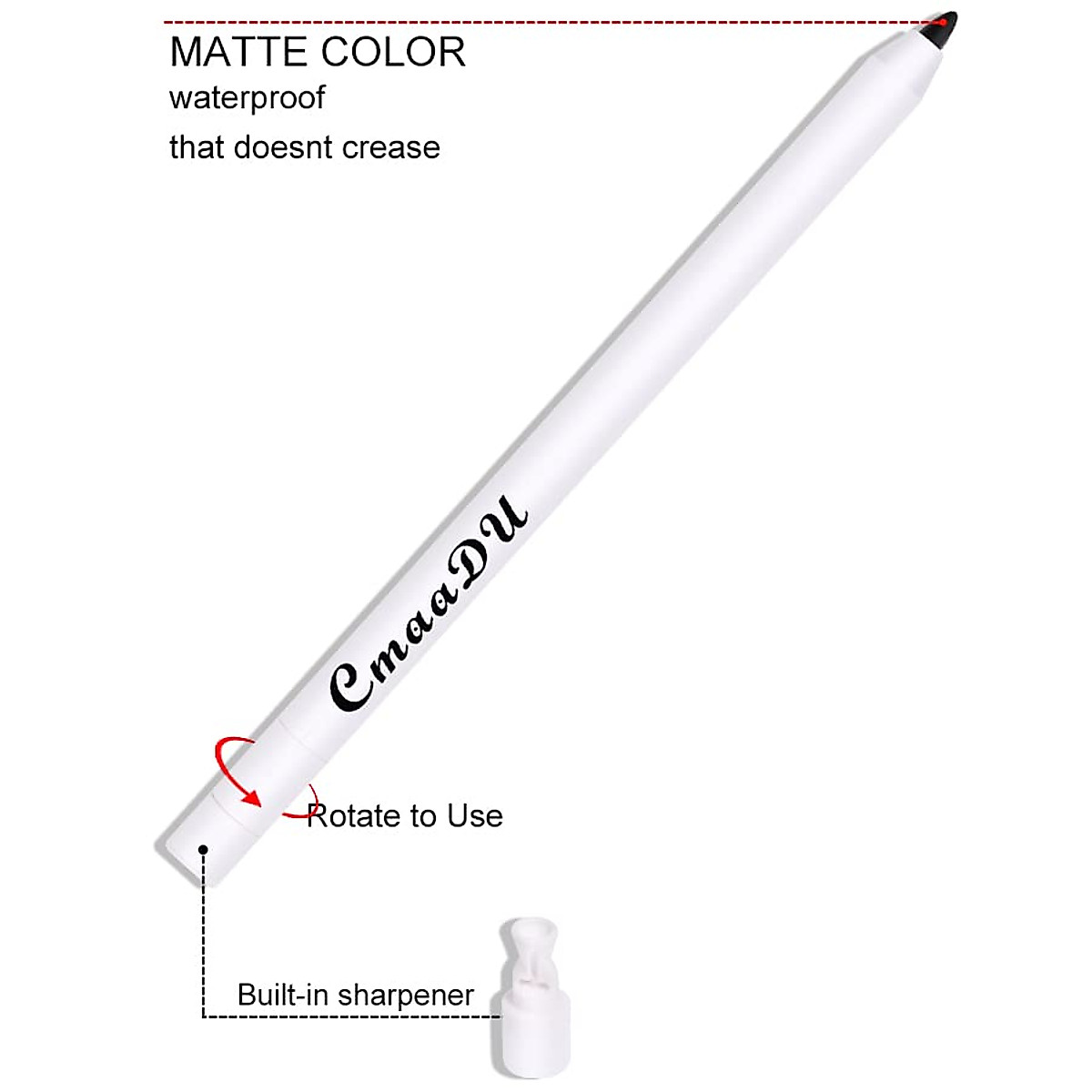 MEICOLY Classic Black White Eyeliner Pencil, Gel Eyeliner Pencil, Glides On Quick Drying Smooth Waterproof Long Lasting Silkworm Eye Liner Pen Brighten