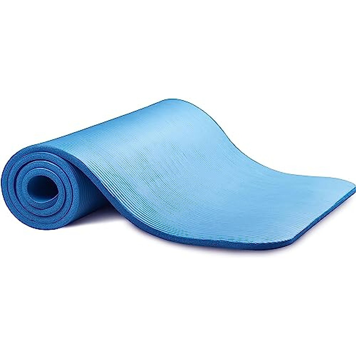Signature Fitness 1/2-Inch Extra Thick High Density Anti-Tear Exercise Yoga Mat with Carrying Strap, Blue