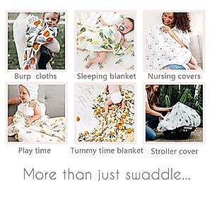 Viviland Muslin Swaddle Blanket, Baby Swaddle Blanket for Boys & Girls, Nursery Receiving Blanket for Newborn, Baby Swaddle Wrap Soft Silky & Breathable, 4 Packs, 47 X 47In, Mermaid & Sea