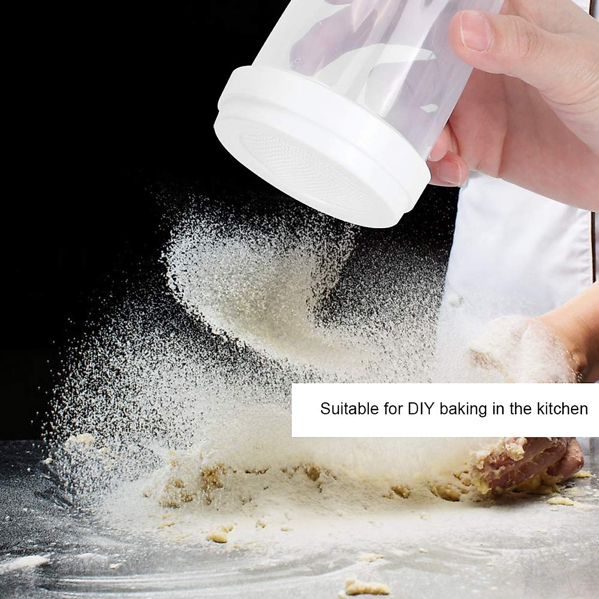 Plastic Powder Shaker with Lid, Powder Sugar Shaker Duster with Fine Mesh Sifter Shaker for Sugar Powder Cocoa Flour Chocolate Coffee Sifter Baking Accessories