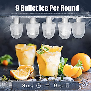 Ice Maker, Portable Ice Maker Countertop with Self-Cleaning, 26lbs/24H, 9 Cubes in 6-8 Mins, Compact Ice Machine with Ice Scoop/Basket, Perfect for Home/Party/Camping/Bar
