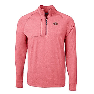 Cutter & Buck Men's Heather Scarlet San Francisco 49ers Big & Tall Adapt Eco Knit Quarter-Zip Pullover Top