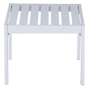 Elle Decor Paloma Outdoor Patio Furniture Collection in Weather-Resistant Metal Frame Patio, Side Table, White