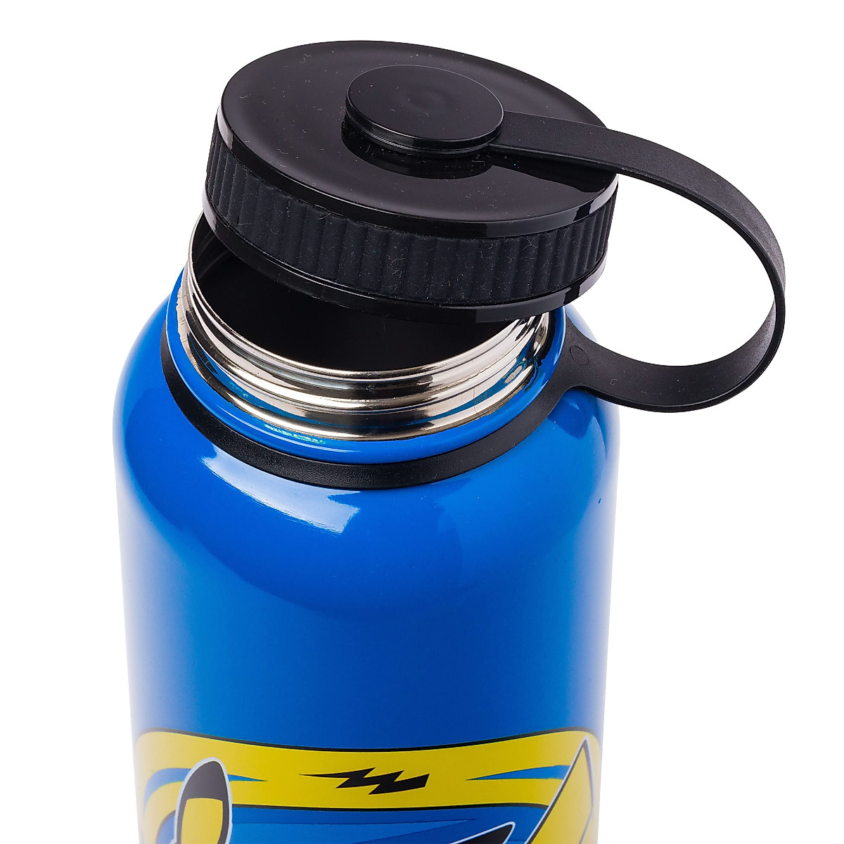 Silver Buffalo Pokemon Pikachu Lightning Bolt Stainless Steel Water Bottle With Twist Lid, 42 Ounces