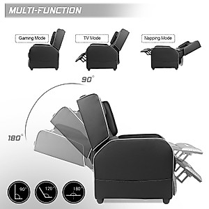 BOSSIN Gaming Recliner Chair for Adults 400lbs Racing Style Sofa Big and Tall PU Leather Recliner Seating Modern Ergonomic Lounge Recliner Chair Comfortable Home Movie Theater for Living Room(Gray)