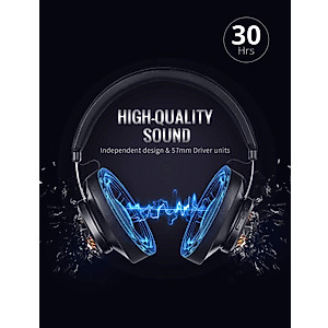 Bluedio TM Bluetooth Headphones Over Ear with Mic, Voice Control Hi-Fi Stereo Wireless Headset Supports Amazon Web Services (AWS) for Travel Work Cellphone, Black