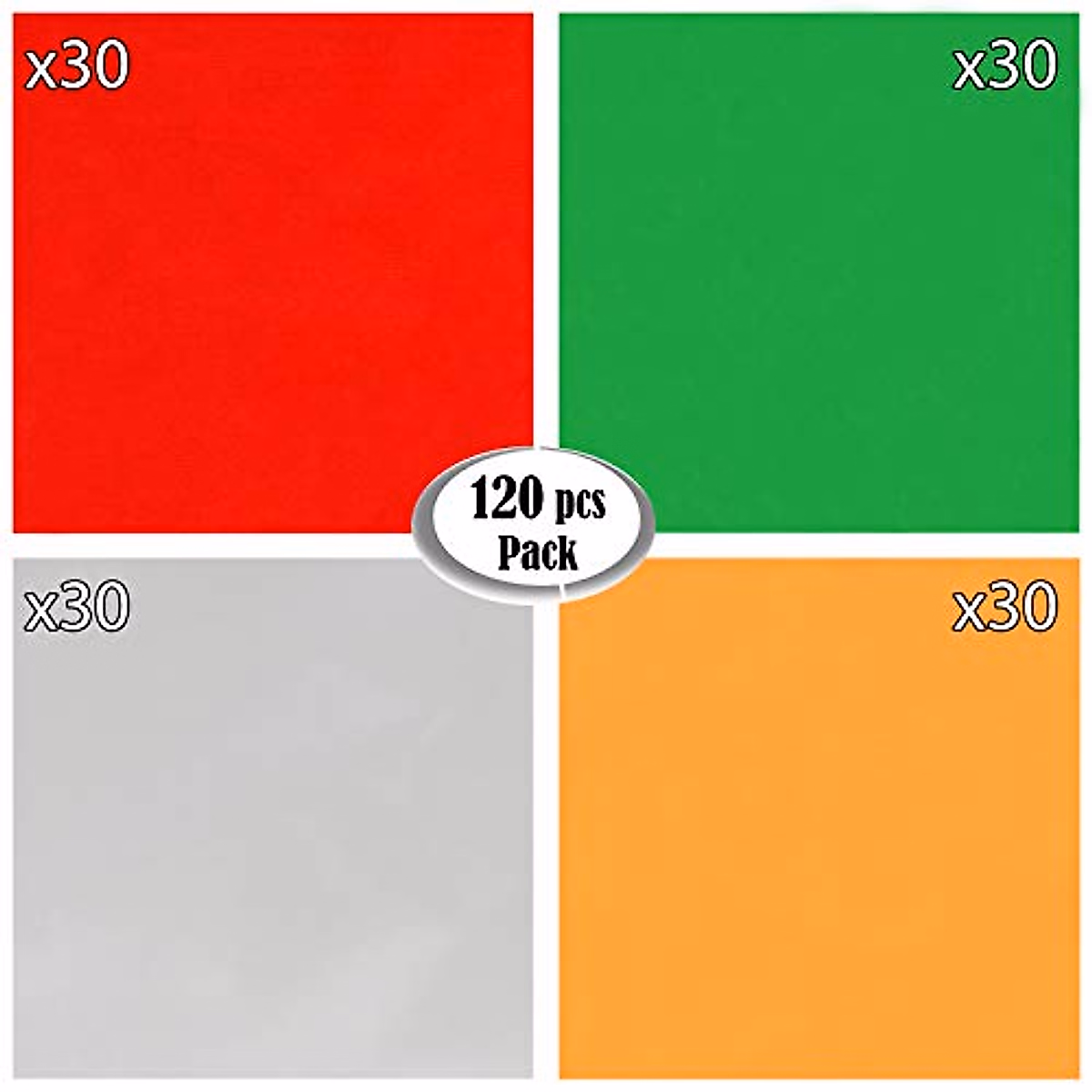 AnapoliZ Cellophane Sheets 120 pcs Pack | (12 x 12 inch) 4 Mix Colors 2.3 Mil | Translucent Holiday, Christmas Cello Sheets - Green, Red, Silver, Gold | Glossy Xmas Colors Sheets for Treats, Crafts