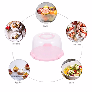 DOITOOL 1pc Plastic Cake Box Cake Food Container Pink Paper Cups Kids Travel Tray Cake Server Cake Storage Cover Mini Cake Tray Food Display Box Child