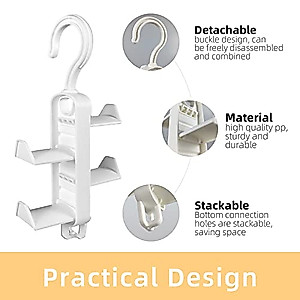 2 Pack Ladies Purse Hanger, Stackable Closet Hook Organizer, Durable Purse Rack, Space Saving Hanger, Easy to Assemble, White
