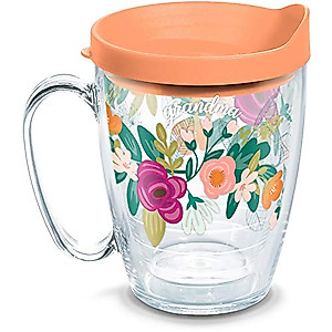 Tervis 1358043 Mint Grandma Floral Insulated Tumbler with Wrap and OR9 Lid, 16oz Mug, Clear
