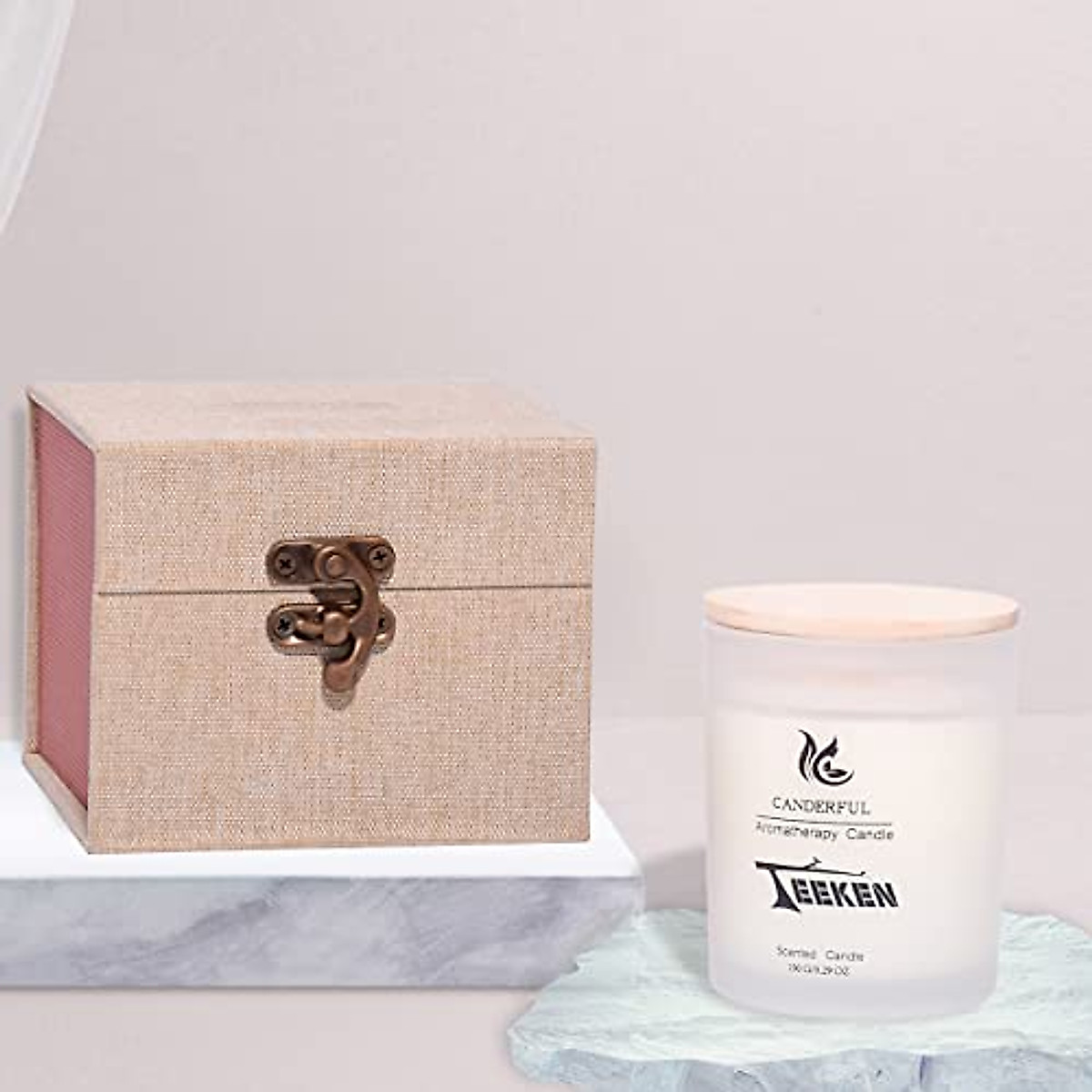 Teeken Candles for Home Scented, Sandalwood Candle Jar, 5.29oz/150g 100% Soy Candle & Simple Modern Style Frosted Jar Scented Candles Set for Perfect Birthday Gifts