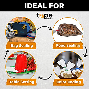 WOD BSTC22PVC Black 10 Pack, Poly Bag Sealer Tape - 3/8 inch x 180 yds. for Color Coding Age of Perishables, Food Storage, Pack,Aging and Sealing Meat, Candy, or Gifts