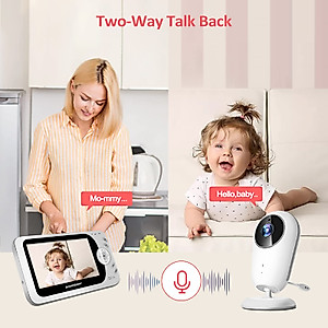 BOAVISION Video Baby Monitor with Camera and Audio,Digital 2.4Ghz Wireless Video Monitor with 4.3 inch IPS Screen,1760mAh Battery,Temperature Monitor,VOX,Talk Back,Night Vision,Lullabies,VB608