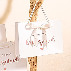 Crisky Will You Be My Bridesmaid Gift Bags, Bridesmaid Proposal Bags Bridesmaid Gift Rose Gold, 1 Maid of Honor & 6 Bridesmaid