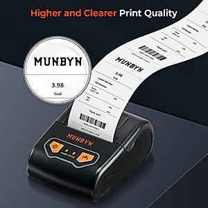 MUNBYN Bluetooth Receipt Printer, Portable Thermal Receipt Printer for Small Business Sales Retail, 58mm Mini Receipt Printer Compatible with Android/Windows/Mac/ChromeOS/Linux(Not Support iOS)