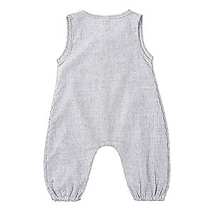 Symunnia Toddler Baby Summer Clothes Sleeveless Tank Bodysuit Stripe One Piece Jumpsuits Linen Romper Outfit(6-9months,Striae)