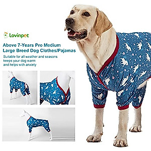 LovinPet Large Dog Pet Shirt - Undershirt for Dog Coats, Anti Licking, Pet Anxiety Relief Onesie, Floral Pony Navy Print, Large Breed Dog Clothes, Large Dog Jammies, Pet PJ's/Large