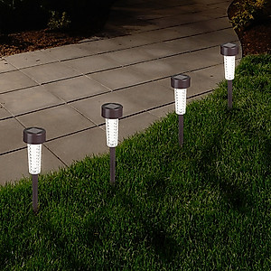 Pure Garden 50-175 Bronze Solar Powered Lights (Set of 6)-LED Outdoor Stake Spotlight Fixture for Gardens, Pathways, and Patios, 14.25” (H) x 2” (L) x 2” (W)