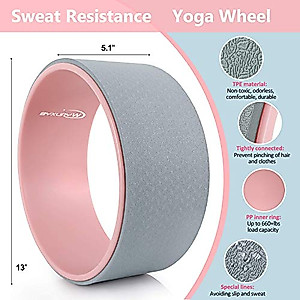 Yoga Wheel Set (11-in-1),Yoga Wheel Back Wheel for Back Pain, Yoga Blocks 2 Pack with Strap, Resistance Bands,Yoga Wheel Bag, Perfect Yoga Accessory for Stretching and Improving Backbends (Grey)