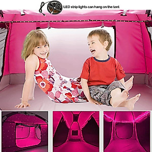 Kids Play Tent-Portable Playhouse Children House -Easy Set up Indoor Outdoor with Carry Bag for Kids-Light Strip Design for Night use -Space for Children and Parents-Birthday