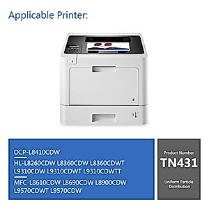 LOMENTICS TN431BK TN431C TN431M TN431Y Toner Cartridge Compatible Standard Yield Toner Replacement for Brother TN431 HL-L8260CDW L8360CDW DCP-L8410CDW MFC-L8610CDW Printer (5-Pack, 2BK+1C+1M+1Y)