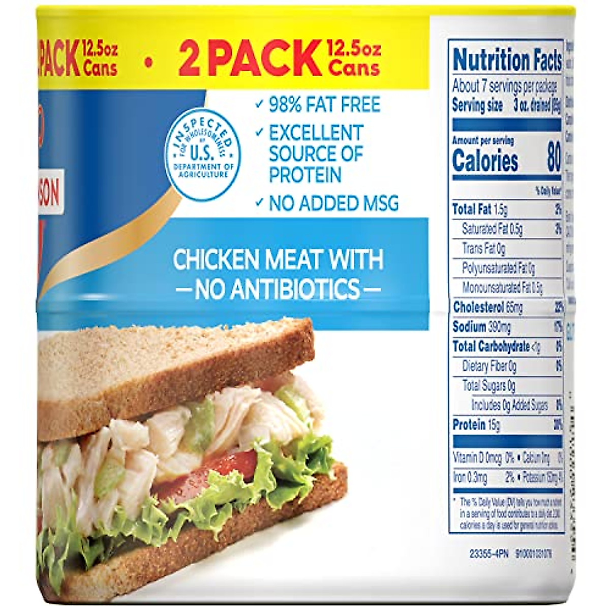 Swanson Premium White Chunk Chicken Breast, 12.5 oz. Can (Pack of 2) (Case of 6)