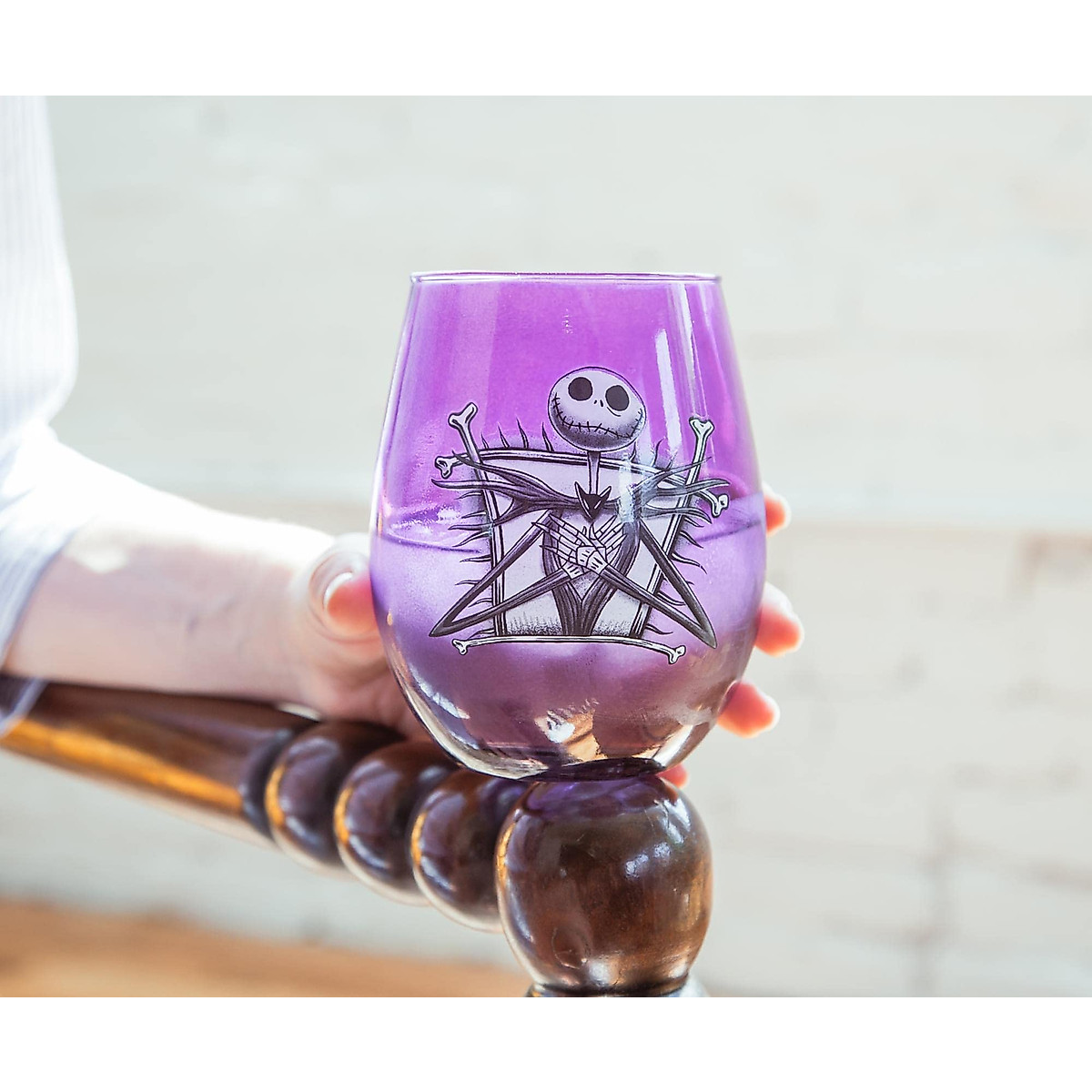 Disney Nightmare Before Christmas Jack Skellington Purple Stemless Wine Glass