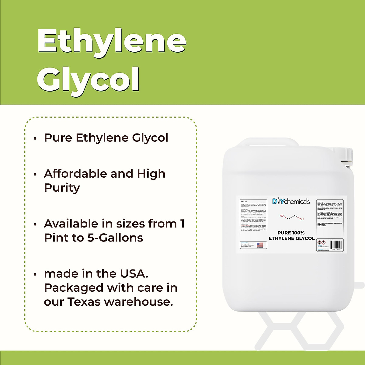 DIYChemicals Ethylene Glycol – Concentrate, Technical Grade for Industrial, Solvents