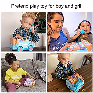 Kimery Baby Phone Toy,Baby Toy Phone Cartoon Baby Piano Music Light Toy Children Pretend PhoneToy Gift Game Boy Girl Early Education Gift Blue (18 M+)