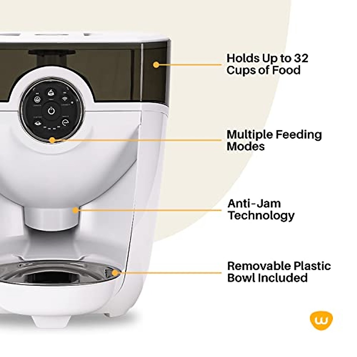 Feeder-Robot by Whisker (White with Smoke Hopper); Includes Backup Battery; Automatic Pet Feeder, WiFi Enabled, Feed Your Cat or Dog from Anywhere, Designed & Assembled in USA
