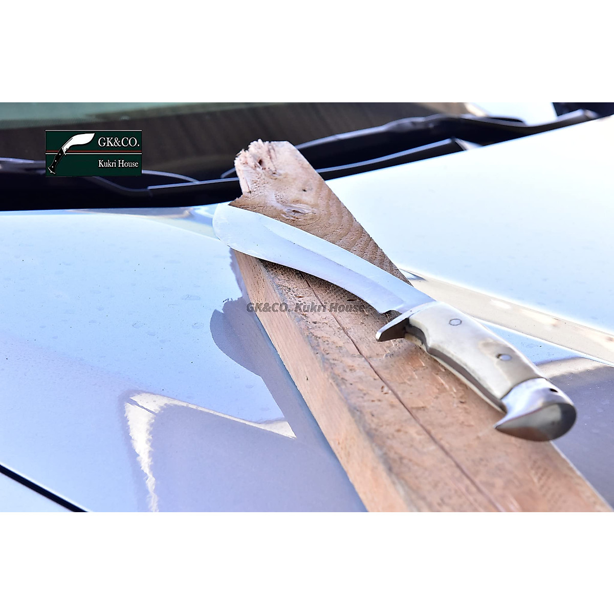 GK&CO. Kukri House Authentic Kukri/khukuri-9 Inch Bahadur Hunter Knife-Carbon Steel Made White Bone Full Tang Handle White Leather Sheath (14" Overall Length)- Handmade from Nepal