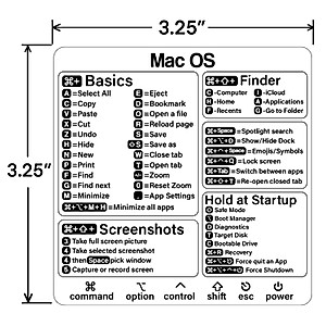 Mac Shortcut Sticker - Mac OS Shortcuts Sticker (M1+Intel), Laptop Keyboard Shortcuts Stickers for MacBook, Compatible with 13-16 Inch MacBook Air/Pro (1pcs)
