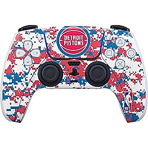 Skinit Decal Gaming Skin Compatible with PS5 Controller - Officially Licensed NBA Detroit Pistons Digi Camo Design