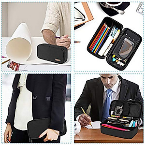 RAGZAN Big Capacity Pencil Case, Oxford Cloth Pencil Bag Storage Pouch Pen Pencil Marker Stationery Bag Holder for Middle High School College and Office, Idea Gift for Back to School Season - Black