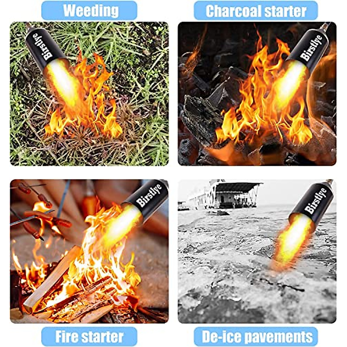 Propane Torch Weed Burner,Blow Torch,High Output 500,000 BTU,Flamethrower with Turbo Trigger Push Button Igniter and 9.8 FT Hose,for burning weeds,Roof Asphalt, ice snow,Road Marking,Charcoal