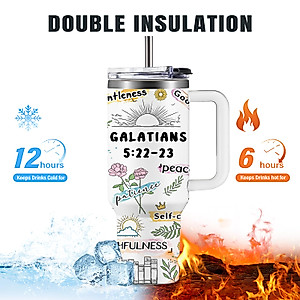 HYMONA Christian Tumblers for Women 40Oz, Galatians 5:22-23, Scripture Mug, Bible Verse Gifts, Inspirational Spiritual Gifts for Women, Religious Gifts for Women