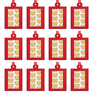 Lovingly Shaped Pizza Christmas Photo Ornament Frame Red Picture Frame for Xmas Tree Hanging Decoration