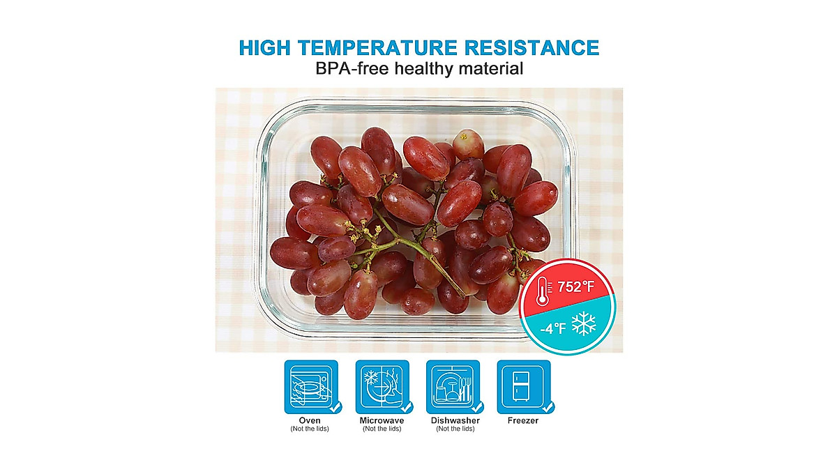DAS TRUST 5-Pack Glass Food Storage Containers