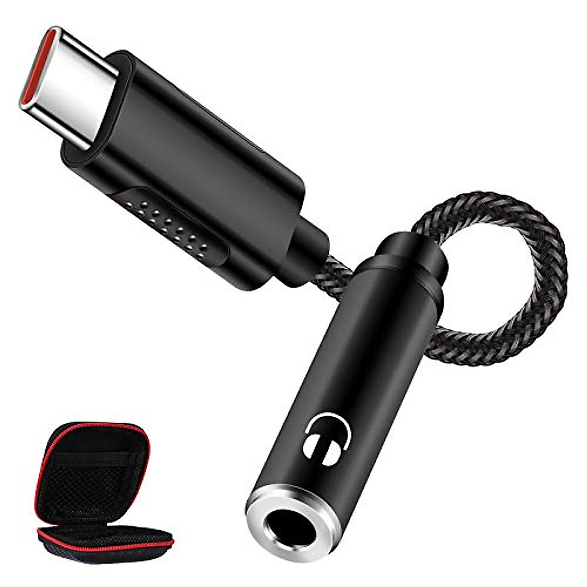 USB C to 3.5mm Headphone Adapter, ACAGET USB Type C Dongle Audio Jack Converter DAC Chip Braided Cable Aux Earbuds Adapter for Samsung S21 Ultra S22 S23 S20 FE Galaxy A53 OnePlus 9 Pro Pixel 6 7 Black