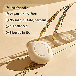 JessEmet Rice Water Shampoo Bar - Fermented Rice Water for Hair Growth Moisturizing best for dry, damaged hair, Curly, and Frizzy Hair, pH balanced, Sulfate-free, Eco Friendly, Vegan, Zero waste.…