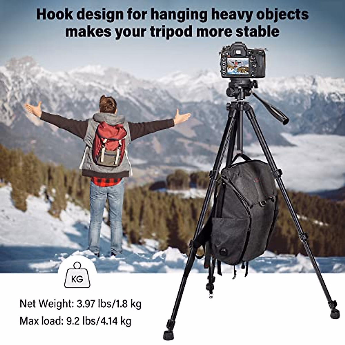 PHOPIK Camera Tripod, 56” Cell Phone Tripod with Phone Holder, Extendable Video Tripod with Quick Release Plate,Compatible with All Cameras, Cell Phones, Projector, Webcam, Spotting Scopes