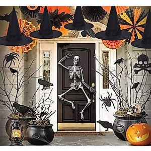 16 pcs Halloween Black Witch Hat for Party Masquerade Cosplay Costume Accessory Daily for Halloween Carnival Party Black