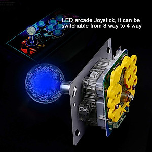 Zerodis LED Arcade Joystick Switchable Colorful Illuminated Joystick Switchable from 4 to 8 Way