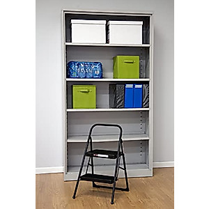 COSCO Two-Step Household Folding Step Stool, All Black, 7ft 11in Reach Height