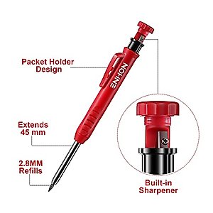 Enhon Mechanical Carpenter Pencils Kit with 40 Refills, 4 PCS Colorful Deep Hole Woodworking Pencils with Built-in Sharpener, Carpentry Marking Scribe Tools for Architect Construction