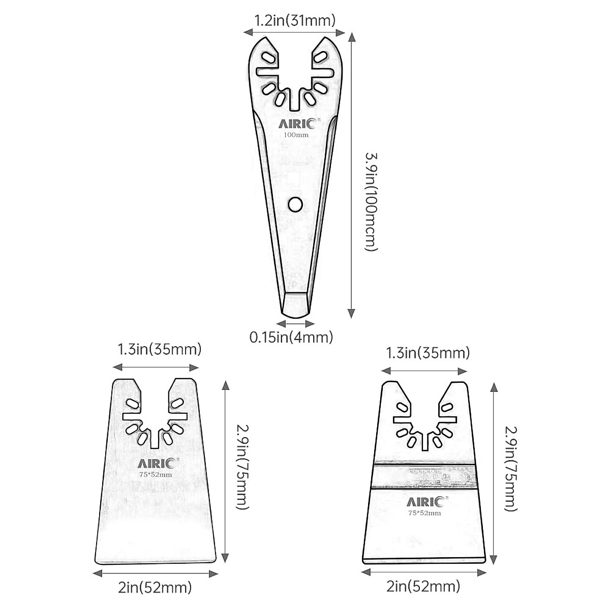 AIRIC Universal Rigid Scrapers 6pcs Kit, Tapered Scrapers and usual Scraper Multitool Blades, Compatible with Dewalt Fein Multimaster Porter Cable Black&Decker Dremel Rockwell etc. 1YQG6K