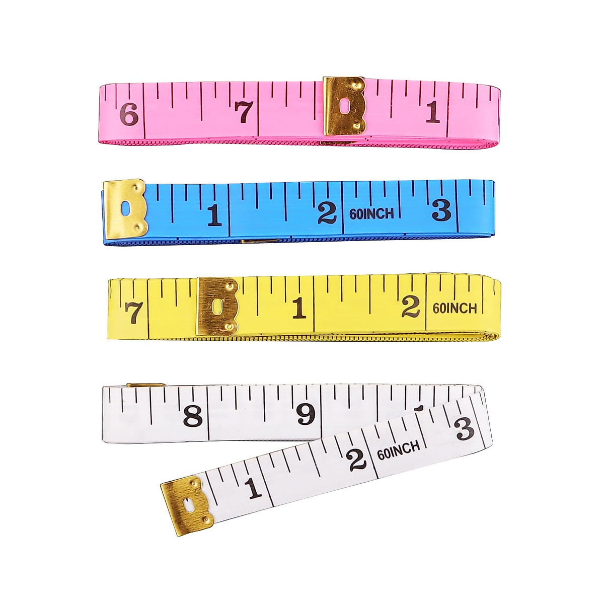4 Pack Soft Tape Measure Double Scale body sewing Flexible Ruler for Weight Loss Medical Body Measurement Sewing Tailor Craft Vinyl Ruler, Has Centimetre Scale on Reverse Side 60-inch